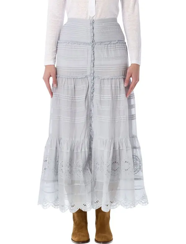 MARANT ETOILE Cotton And Lace Paoline Long Skirt - Blue
