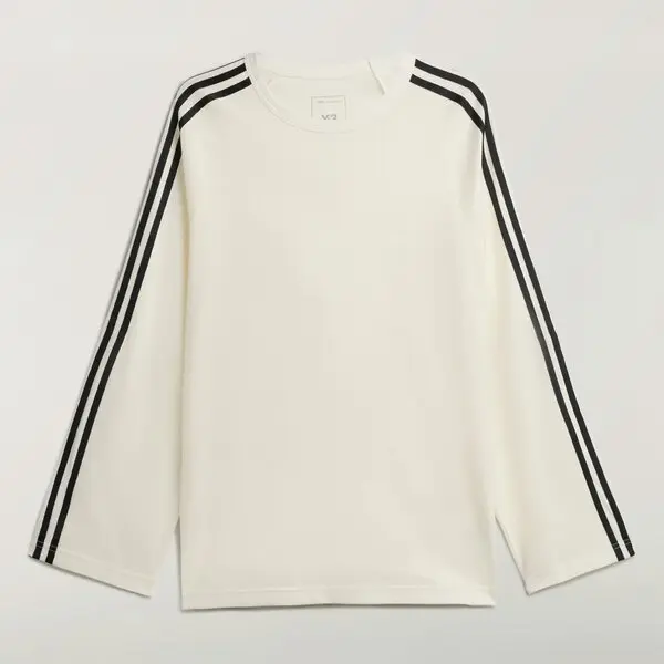 Y3 Long Sleeve Utility Tee With Signature Stripes - White