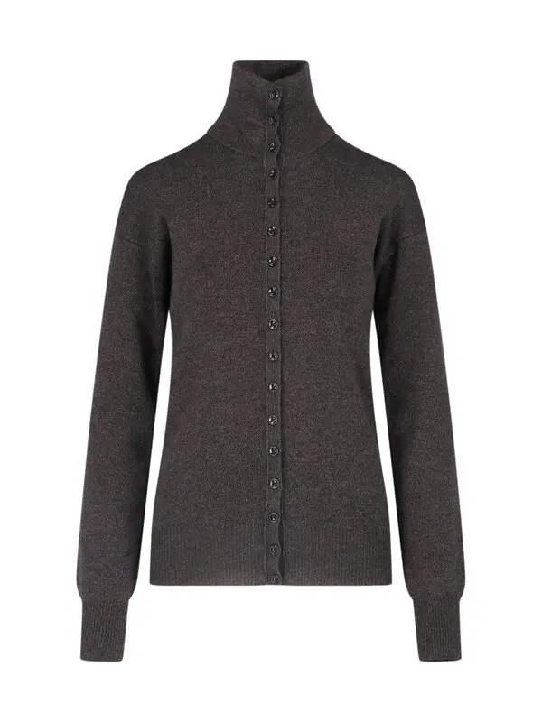 LEMAIRE Wool Button-front Turtleneck Cardigan - Black