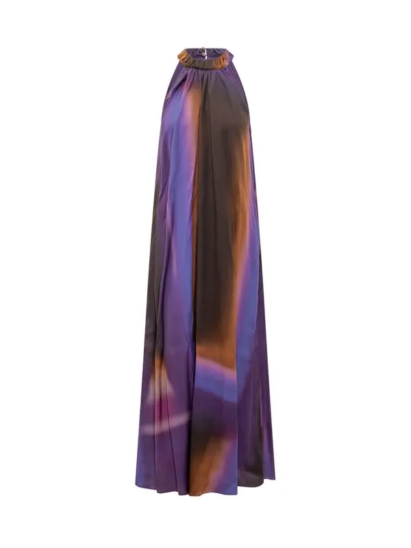 Momoni Anduca Dress Maxi Length, Halterneck - Iris/caramello