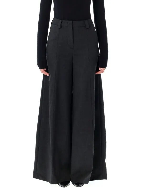 THE LATEST Wide Leg Wool Blend Trousers - Grey Blackboard