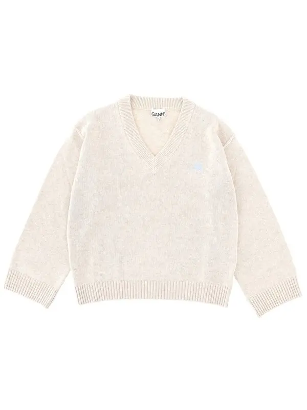 GANNI Logo Sweater With Tie Detail