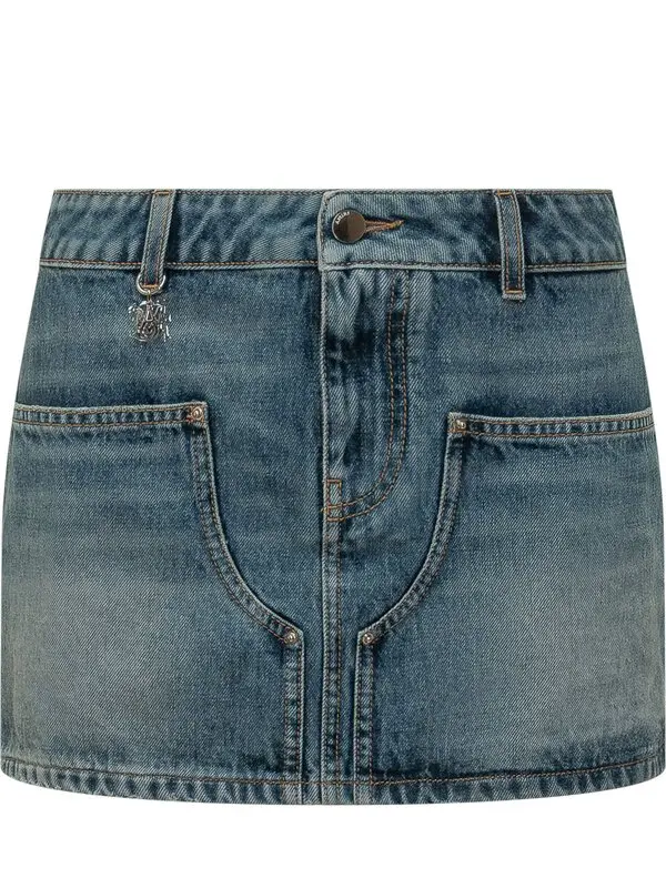 Amiri Classic Button Closure Denim Mini Skirt - Classic Antique Indigo