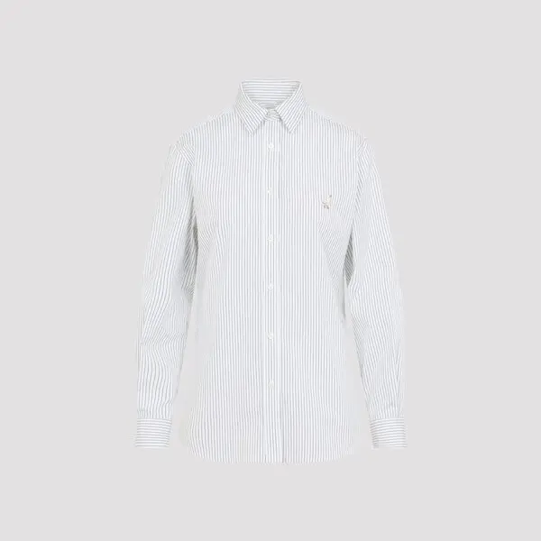 Moschino Chic Cotton Shirt With Classic Collar And Striped Pattern - White