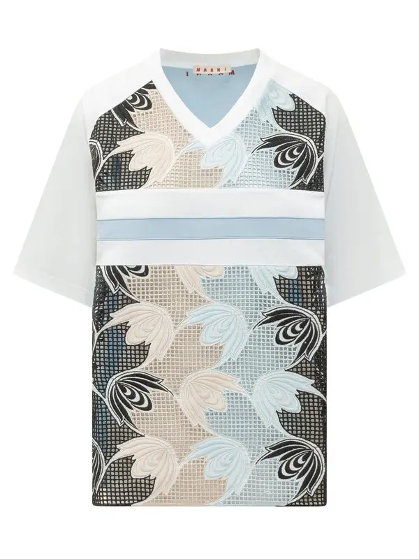 Marni Graphic Insert V-neck T-shirt - Multi