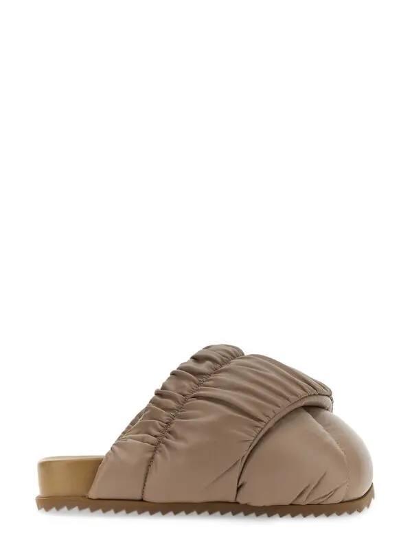 YUME YUME Gathered Padded Slides With Rubber Sole - Beige