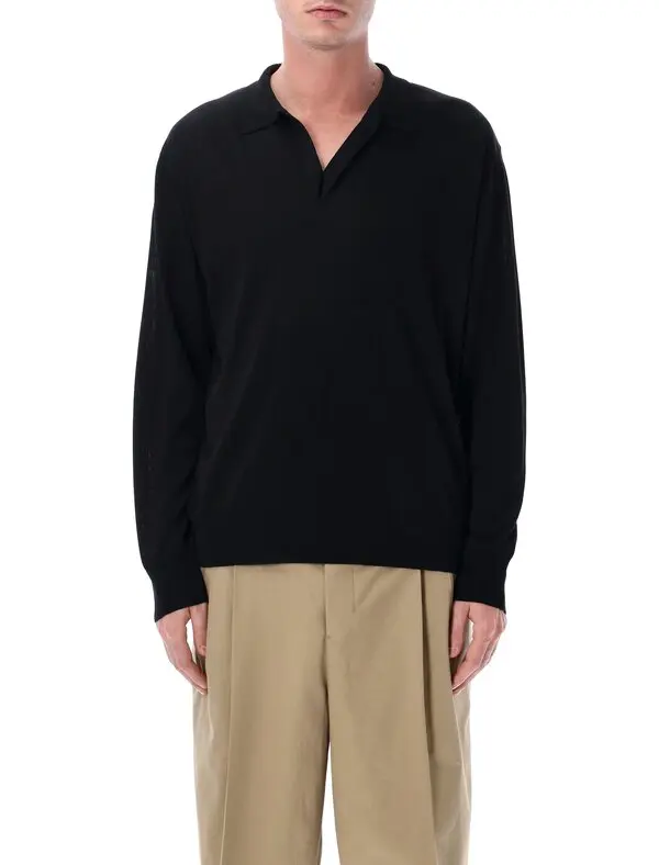 ROBERTO COLLINA Polo Collar Sweater - Black