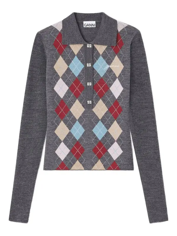 GANNI Polo Neck Sweater With Long Sleeves Size