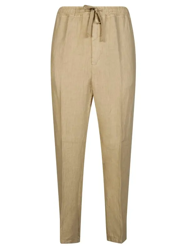Altea Mattia Linen Drawstring Trousers - Beige