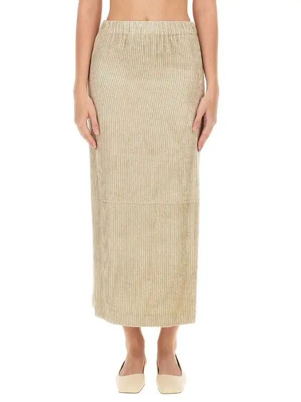 ALYSI Velvet Midi Skirt - Beige
