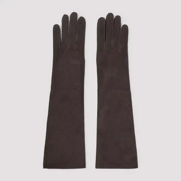 LANVIN Long Slim Suede Gloves For