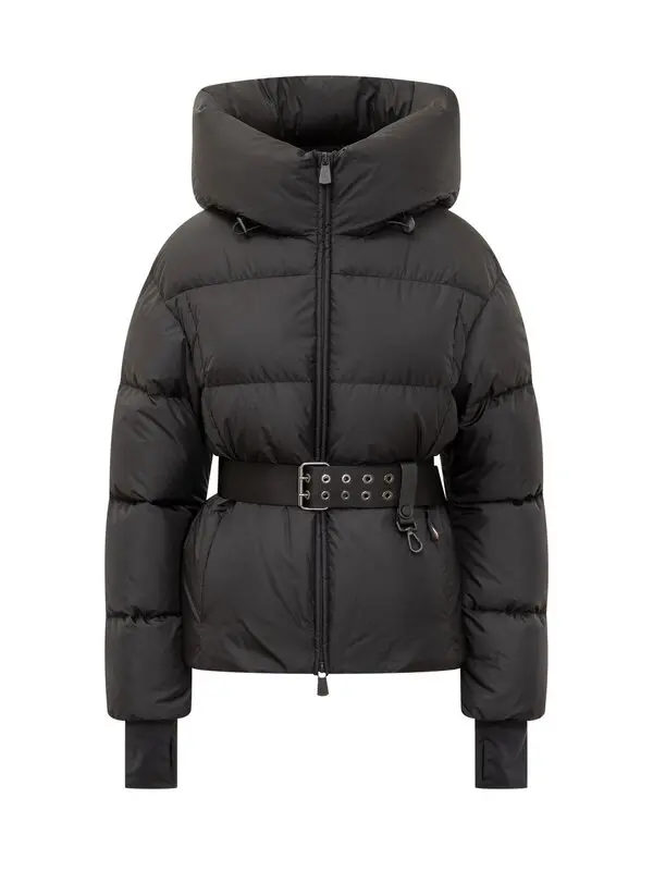 Moncler Padded Down Jacket With Belt - Nero