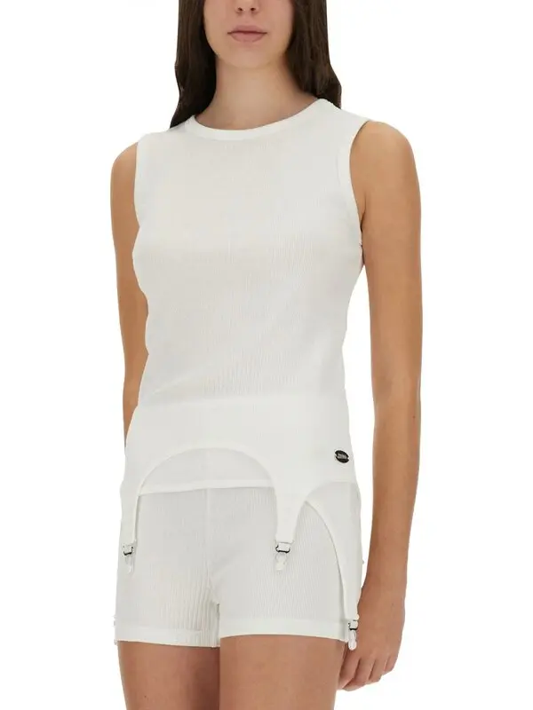 JEAN PAUL GAULTIER Ribbed Garter Detail Tank Top