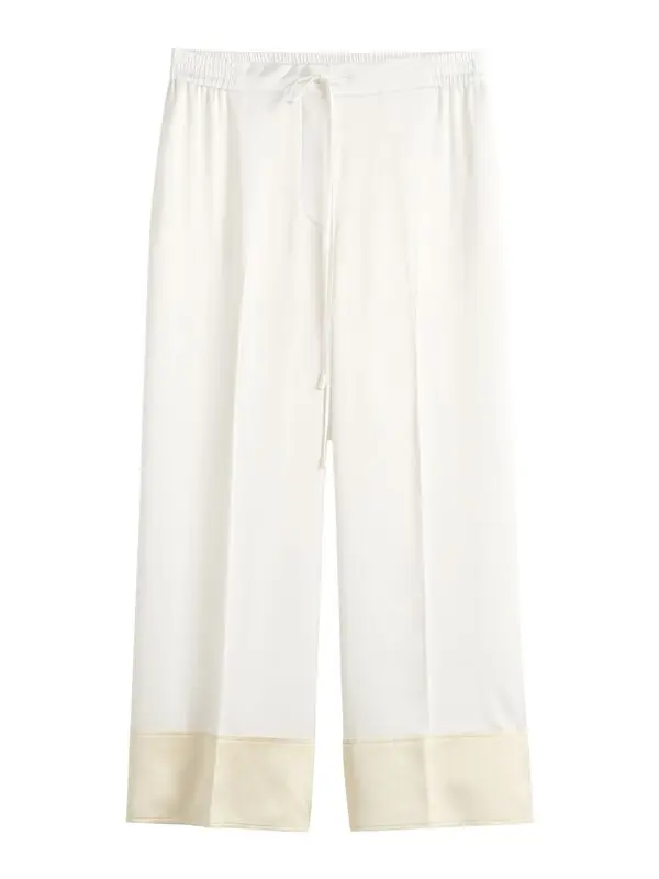 TOTEME Drawstring Wide-leg Satin Pants - White
