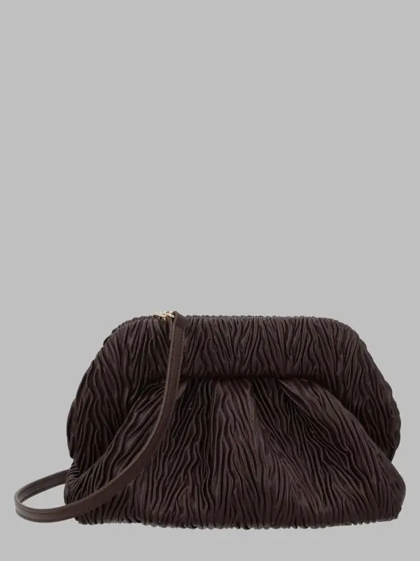 THEMOIRE The Moirè Ruched Crossbody Clutch Bag - Brown