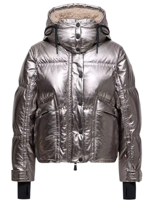 Moncler Down-filled Hooded Coat With Adjustable Features - Silver