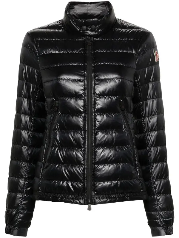 Moncler Packable Nylon Down Jacket With Stand-up Collar - Black