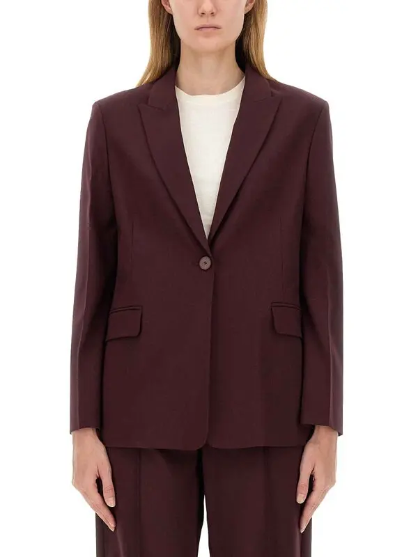 ALYSI Tailored Single-breasted Blazer - Bordeaux