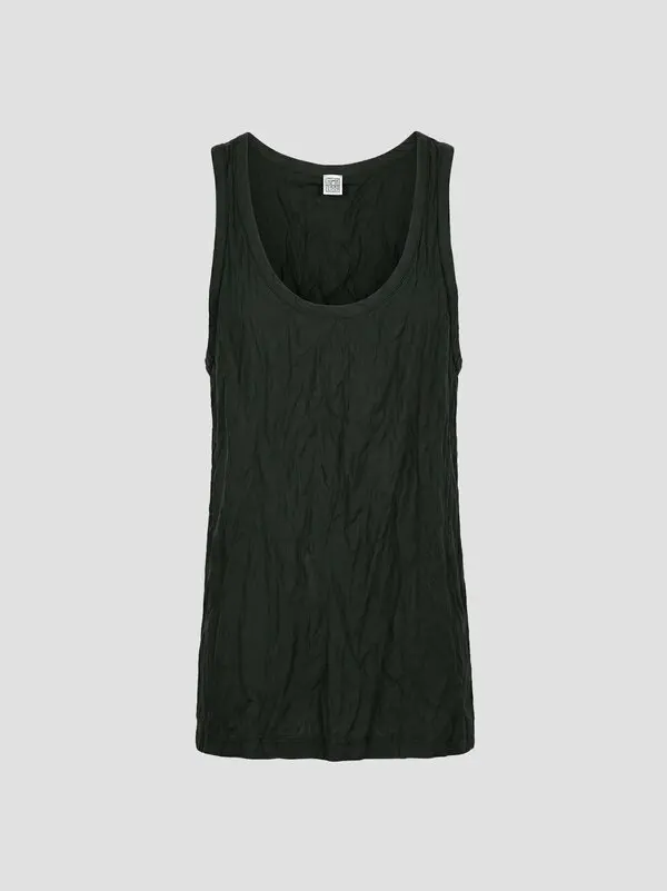 TOTEME Wrinkled Cotton Tank Top - Dark Green