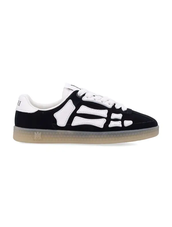 Amiri Pacific Bones In Bandana Denim Low Top Sneakers - Black