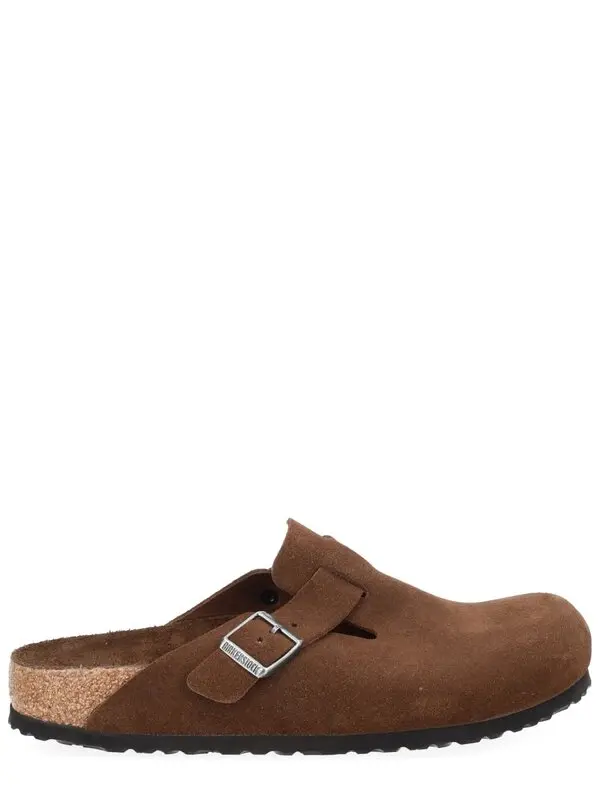 BIRKENSTOCK Suede Slip-on Clogs With Buckle Detail - Brown