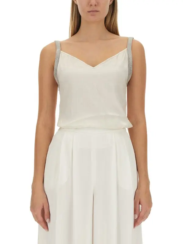 Fabiana Filippi Satin Lingerie Top - White