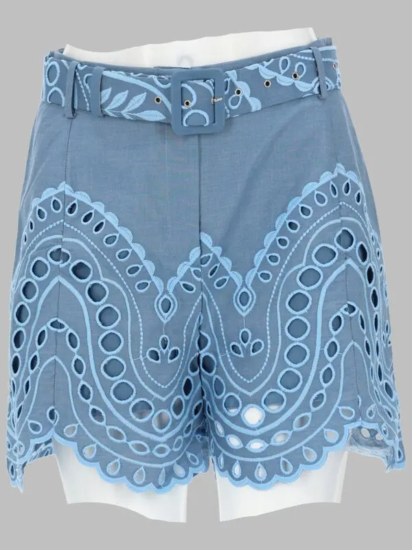 Charo Ruiz Ibiza Embroidered Mini Shorts - Baby Blue
