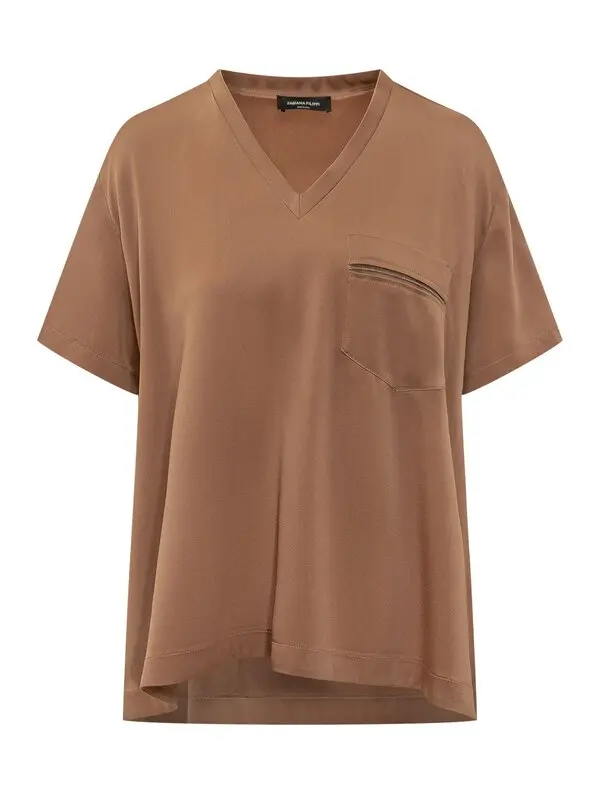 Fabiana Filippi V-neck Pocket Top - Vimini