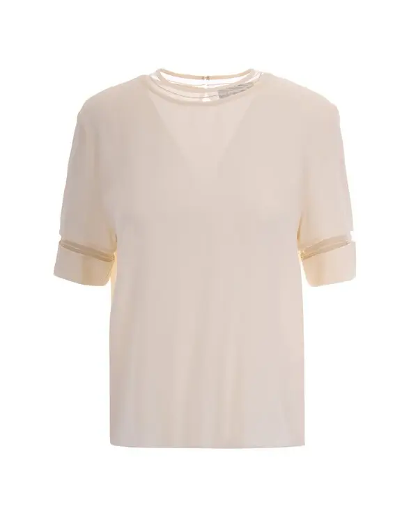 Fabiana Filippi Sheer Short Sleeve Blouse With Cutout Detail