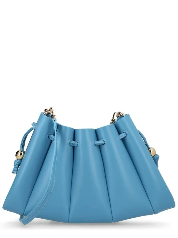 THEMOIRE Pleated Drawstring Shoulder Bag - Azure