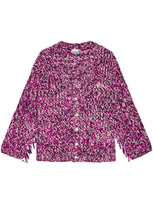 GANNI Oversized V-neck Wool Cardigan Sizes /xs To L/xl - Viola