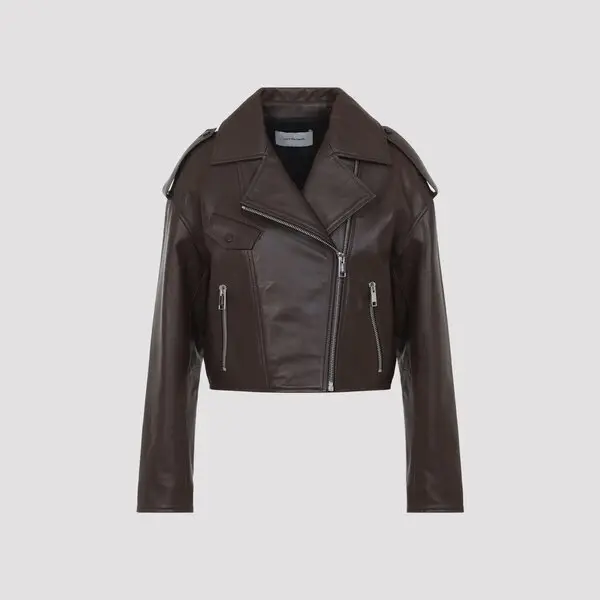 YVES SALOMON Cropped Leather Jacket - Nude & Neutrals