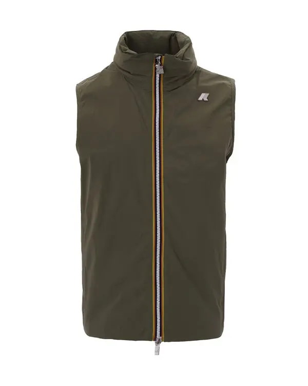 K-WAY Sleeveless Zip Front Puffer Vest - Green Lichen