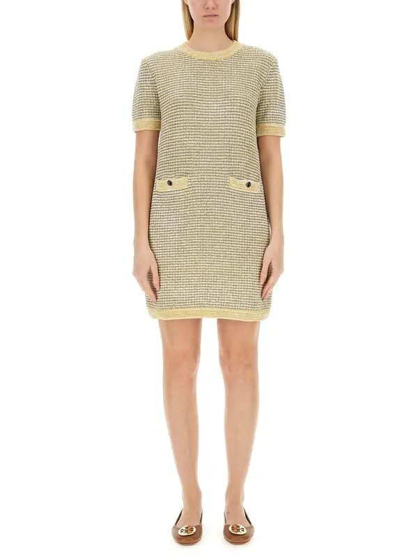 Tory Burch Textured Knit Mini Dress With Pockets