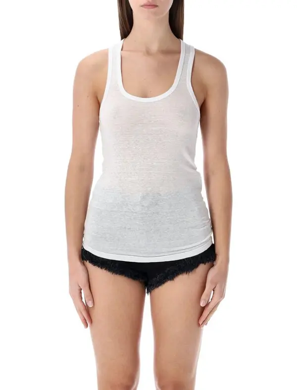 MARANT ETOILE Sleeveless Linen Tank Top - White