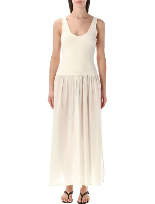 SESSUN Sleeveless Maxi Dress With Ribbed Bodice And Flowing Skirt - Fleur De Sal