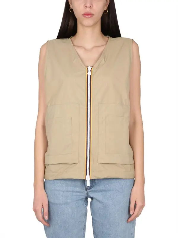 K-WAY V-neck Zip-up Vest