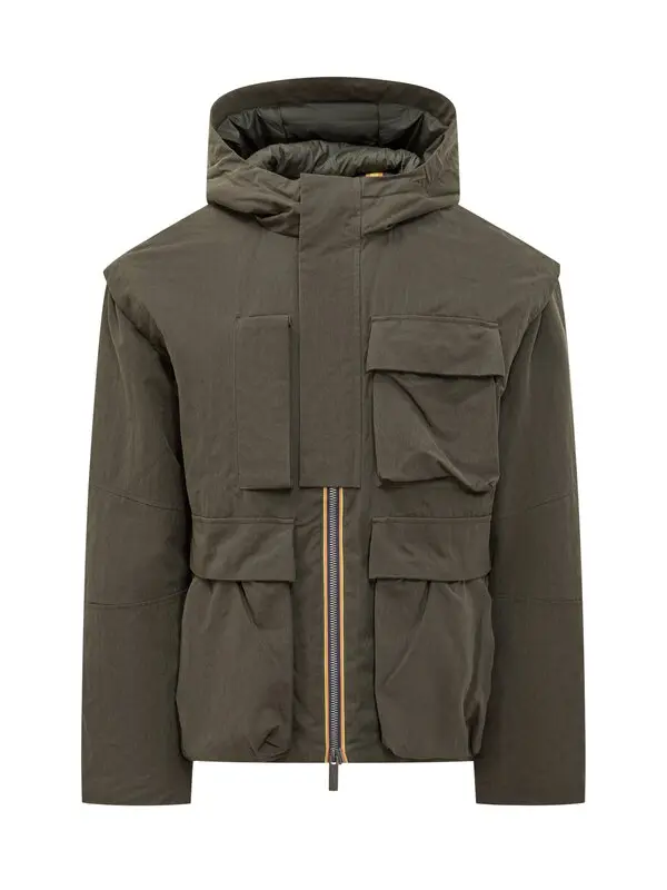 K-WAY Utility Zip-up Hooded Jacket With Padded Lining