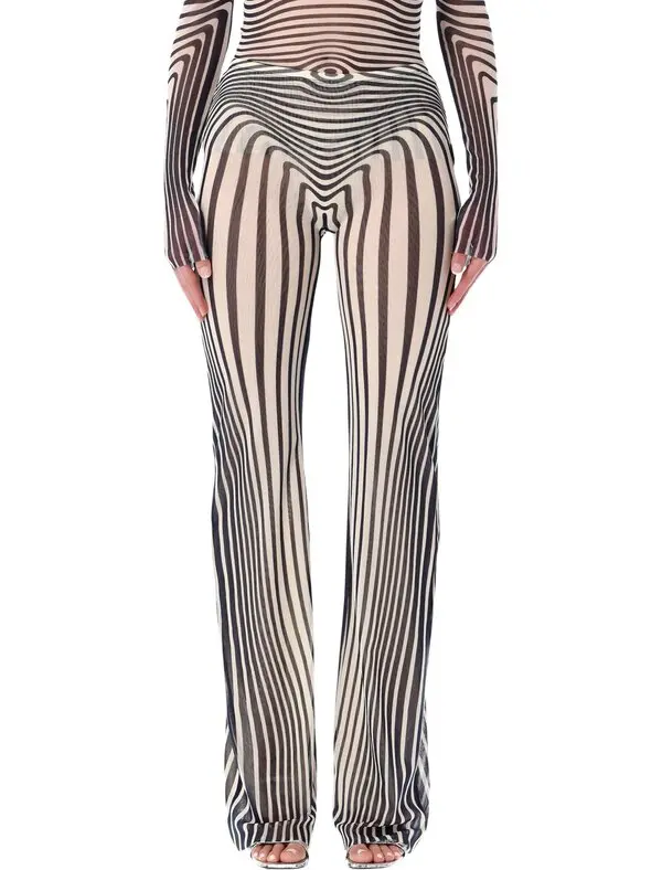 JEAN PAUL GAULTIER Maxi-length Bodysculpting Tulle Pants - Ecru Navy