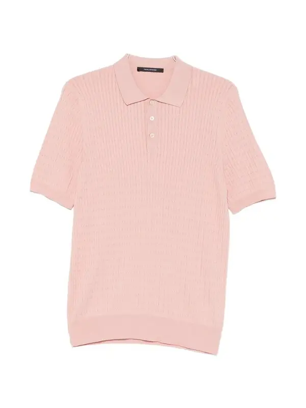 Tagliatore Cable-knit Polo Shirt With Ribbed Details - Rosa
