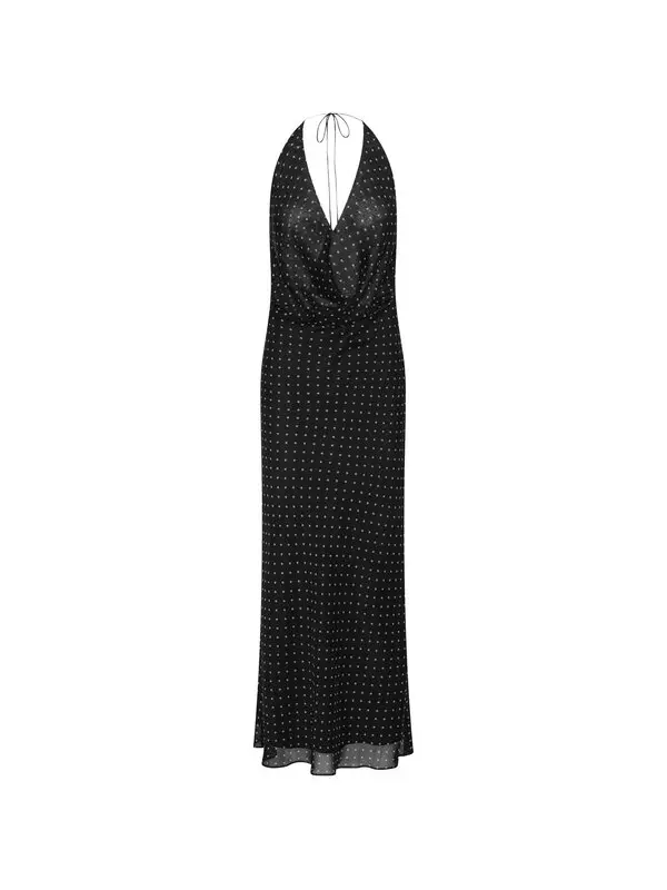 ROTATE BY BIRGER CHRISTENSEN Floral Halter Neck V-neck Chiffon Maxi Dress - Nero