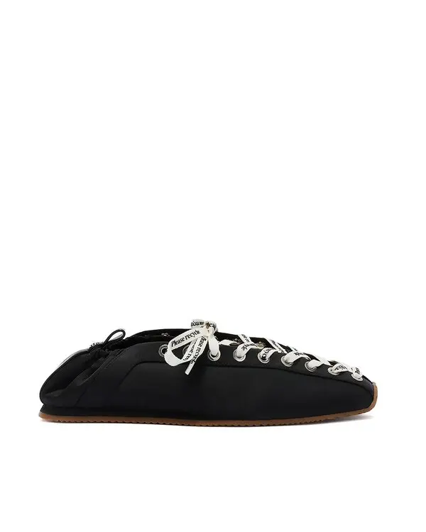 GANNI Lace-up Ballet Flats - Black