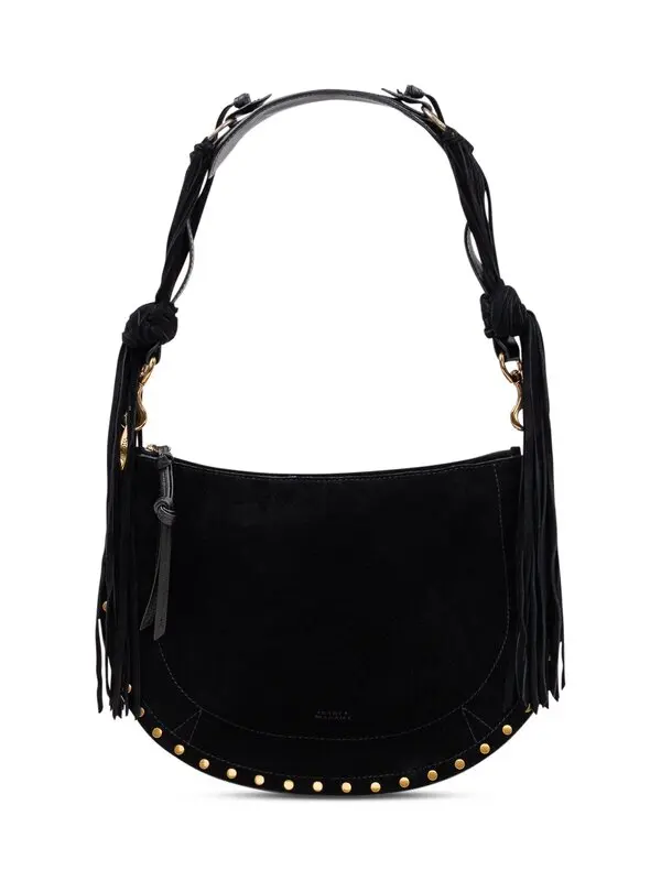 Isabel Marant Étoile Suede Shoulder Bag With Fringe And Studs - Black
