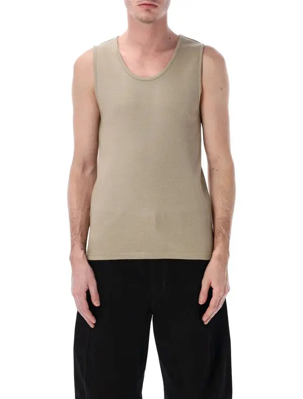 LEMAIRE Ribbed Cotton Linen Tank Top - Sage