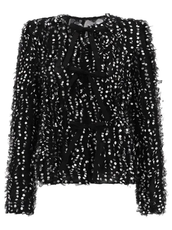 Nina Ricci Textured Tie-front Cropped Jacket - Black