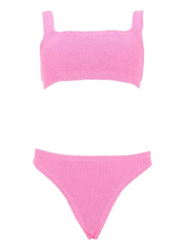 Hunza G Textured Square Neck Bikini - Pink