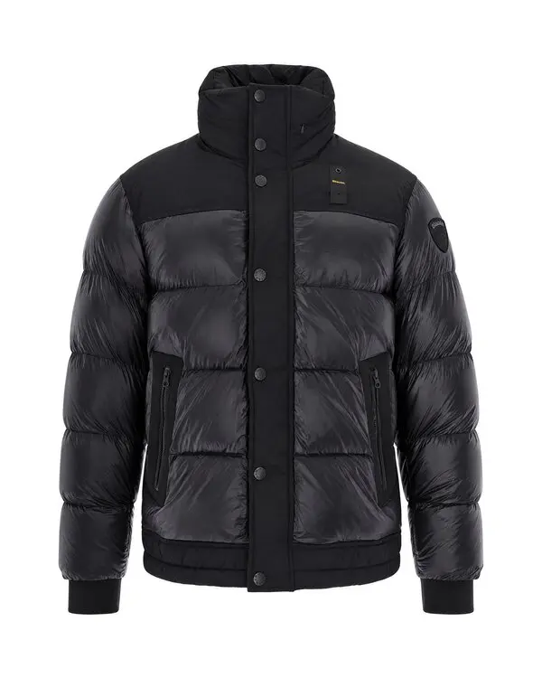 BLAUER. Hooded Quilted Puffer Jacket - Nero Interno Beige