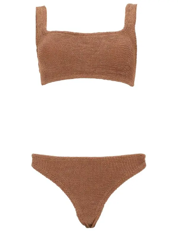 Hunza G Crinkle Knit Bikini Set - Brown