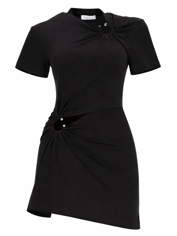 Rabanne Short Sleeve Asymmetric Cutout Mini Dress
