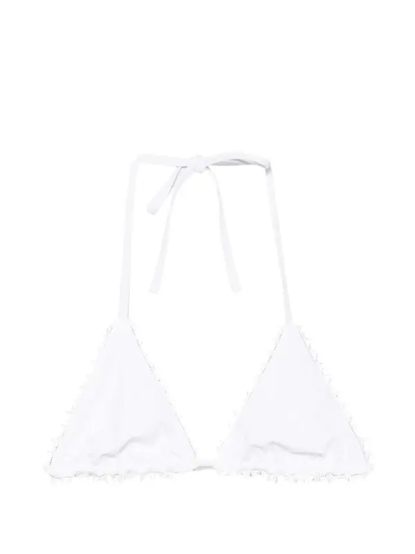 Jacquemus Triangle Bikini Top With Lace Detail - White